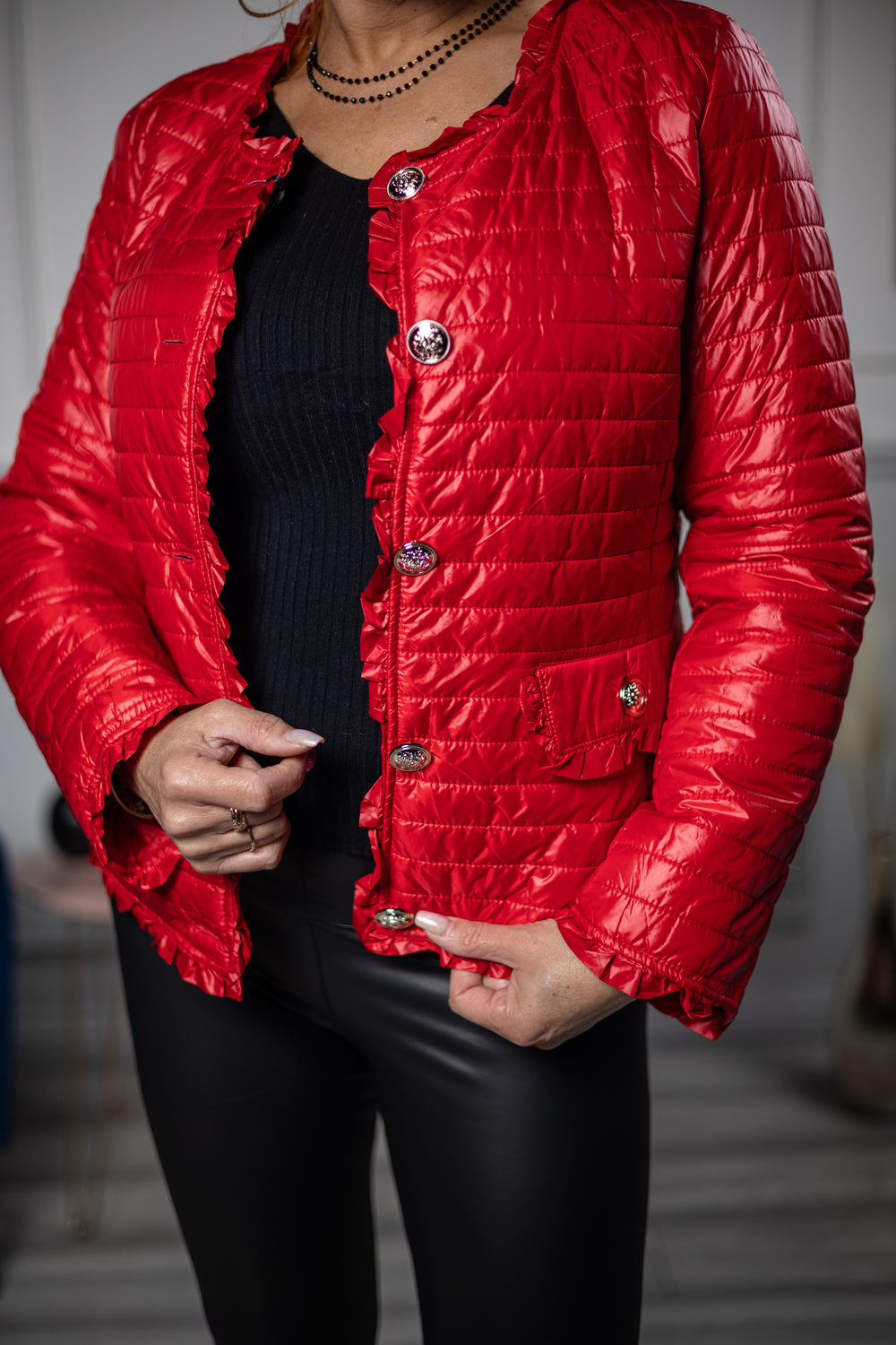 Quilted Short Jacket Sky Red ️ ️